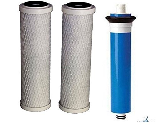 Combo Pack FX12M and FX12P comparable replacement filters, 2 carbon filters and 1 RO membrane filter, perfect fit for GE GXRM10RBL RO water systems. Commercial grade extended service life