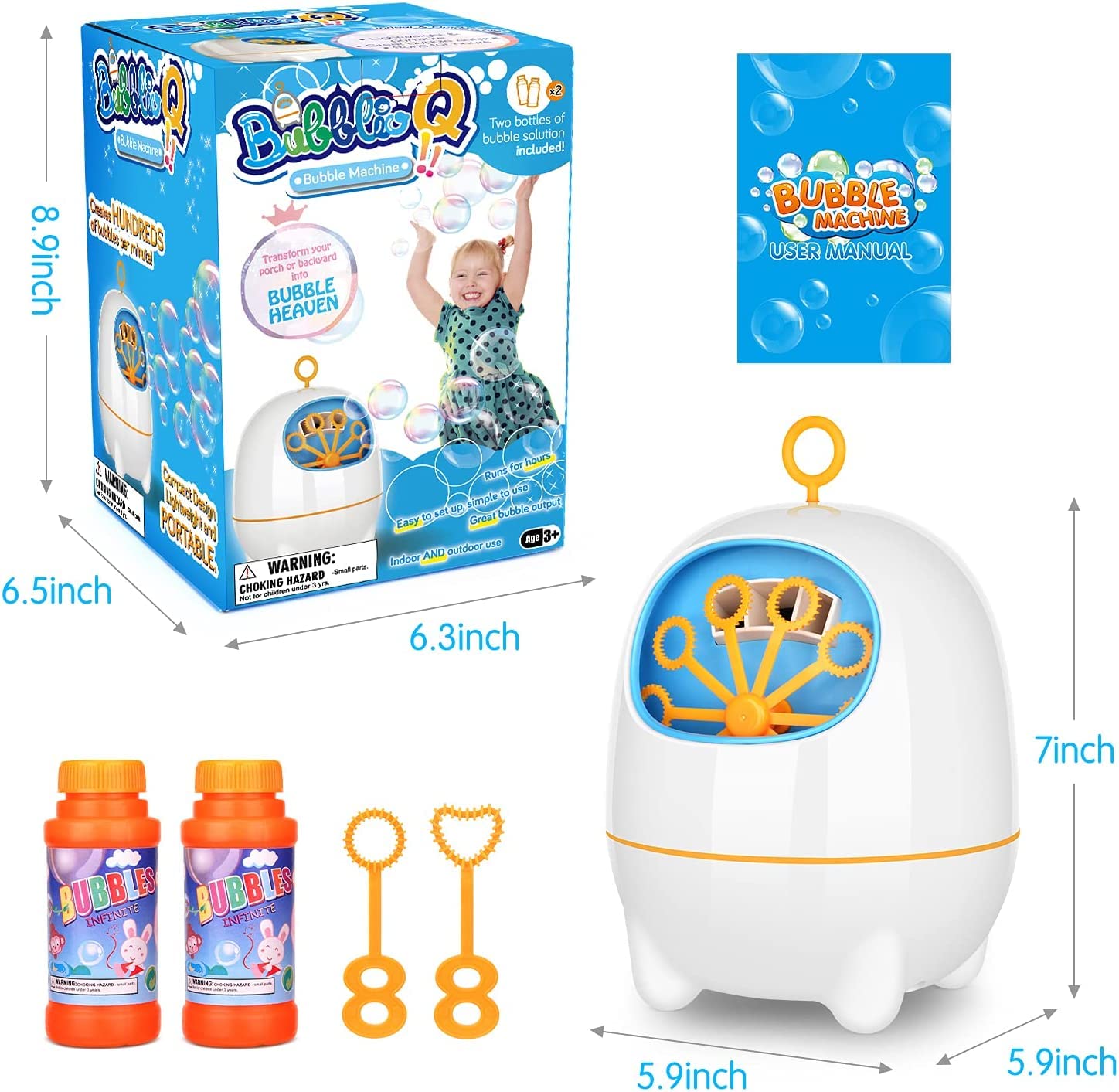 Victostar Bubble Machine, Automatic Bubble Machine for Kids with Bubbles Solutions (17 oz Total) Bubble Blowing for Outdoor Indoor