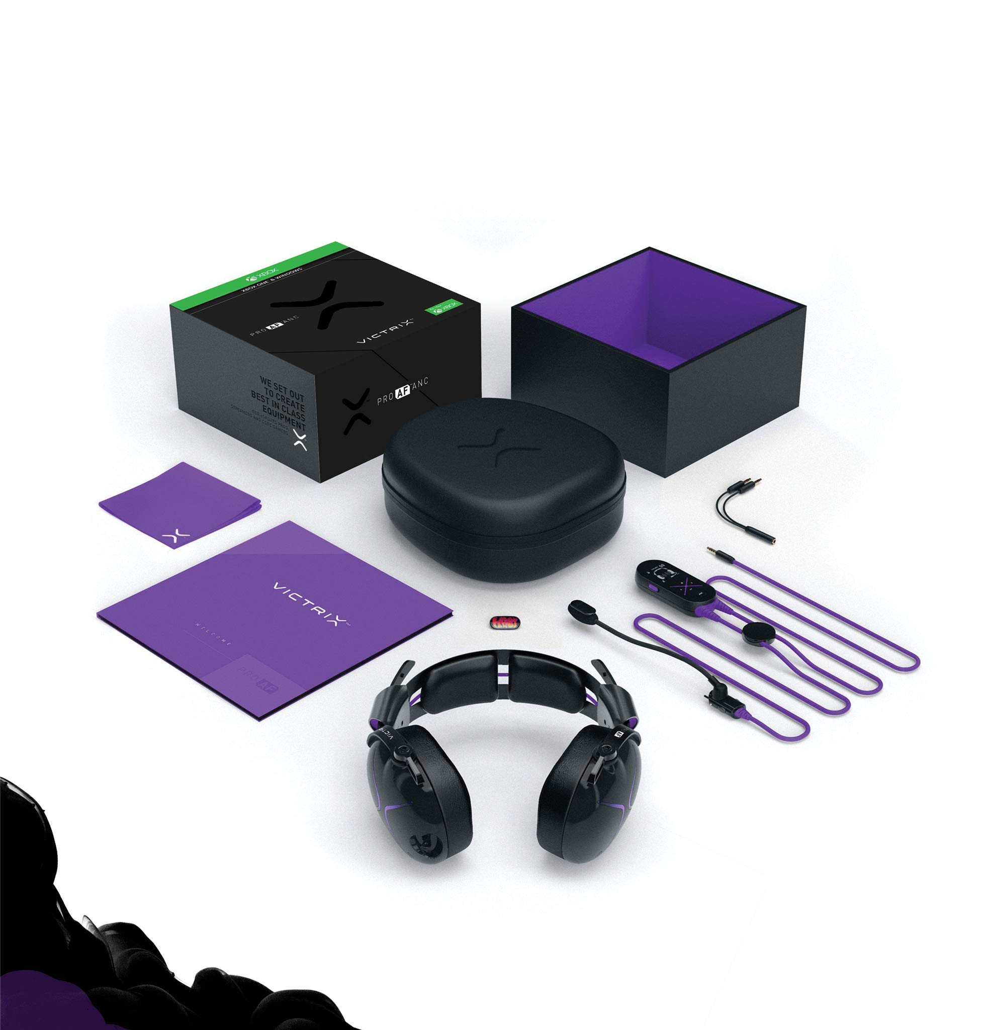Victrix Pro AF ANC Wired Professional Esports Gaming Headset with Active Noise Cancellation: Xbox Series One, Xbox Series S | X, PC, Windows 10 Computer - Black/Purple