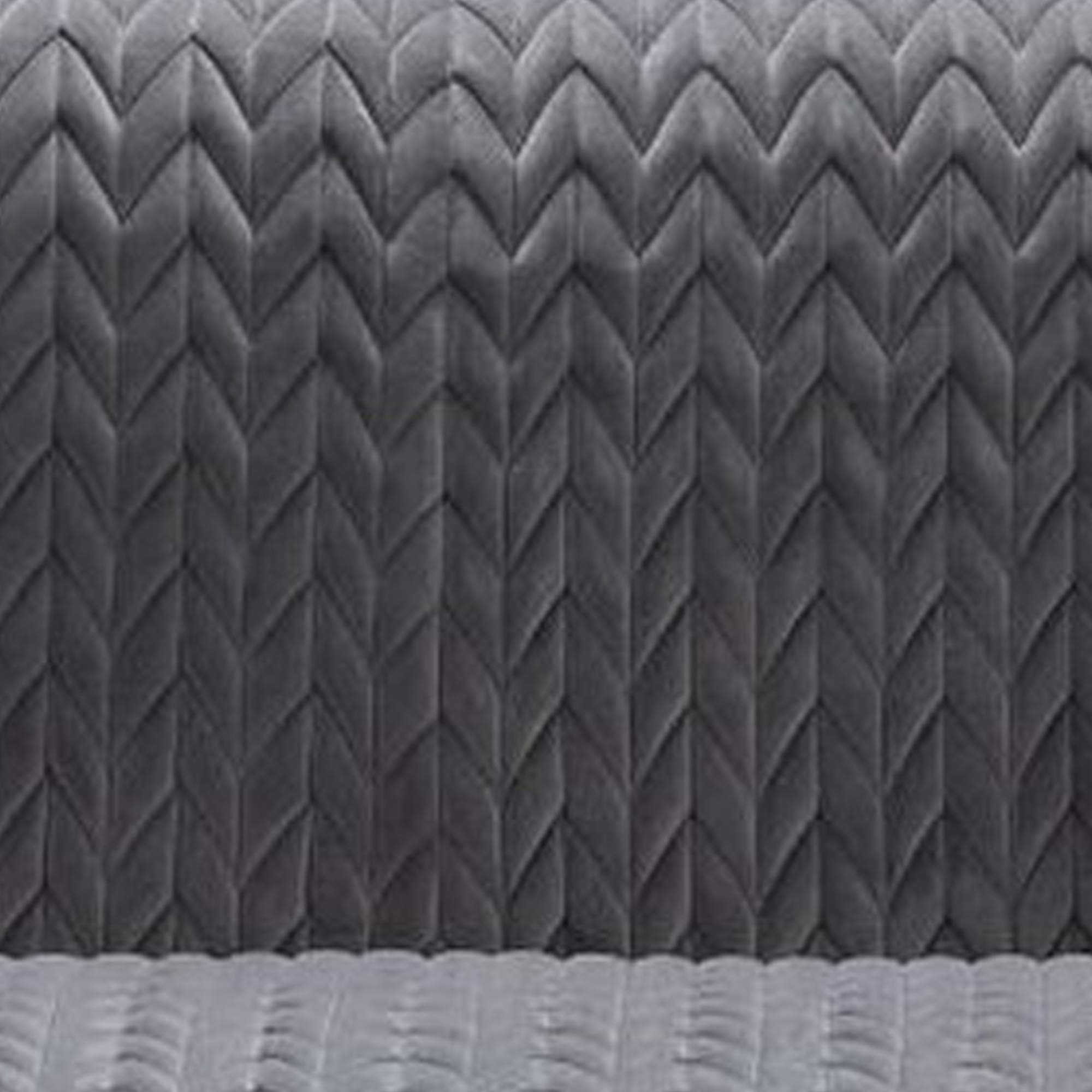 Benjara Fabric Upholstered Sofa with Stitched Chevron Details, Gray and Gold