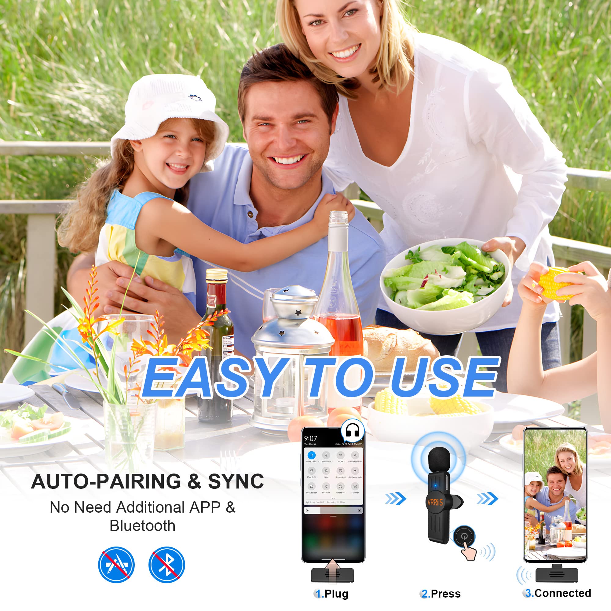 BovBox Wireless lavalier Microphone (USB-C), Plug-Play Lapel Microphone, for TikTok, YouTube, Facebook Live Stream, Noise Reduction Auto-Sync (NO APP or Bluetooth Needed
