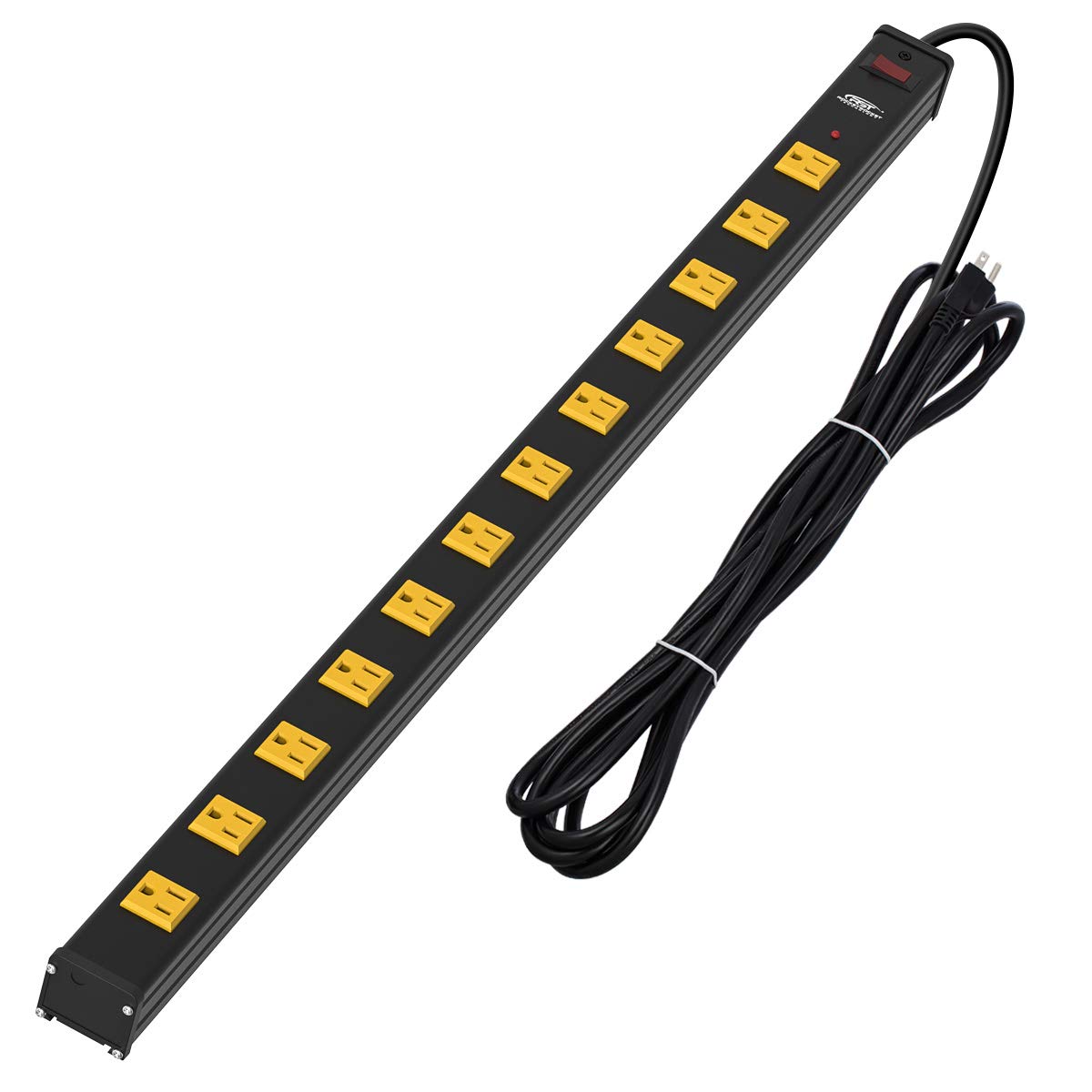CRST Heavy Duty Surge Protector Power Strip Wide Spaced 12-Outlet 15 Feet Long Extension Cord with Mounting Brackets 15A Circuit Breaker 1800 Joulesโฆ