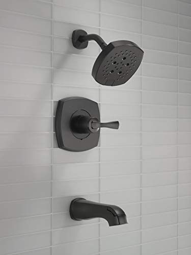 Delta Faucet Stryke 14 Series Single-Function Tub and Shower Trim Kit, Shower Faucet, Single-Spray H2Okinetic Shower Head, Matte Black T14476-BL (Valve Not Included)