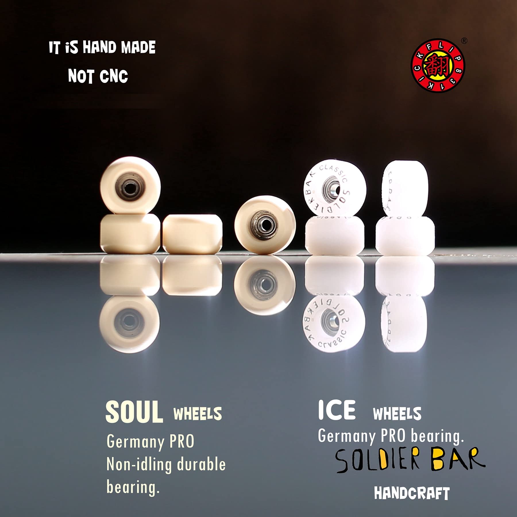 SOLDIER BAR Handmade Fingerboards Complete 8S (6-layer Canada Maple+Ebony 35mmX98mm) (Handmade Deck+34mm Big Eagle trucks+Handmade Ice Wheels)