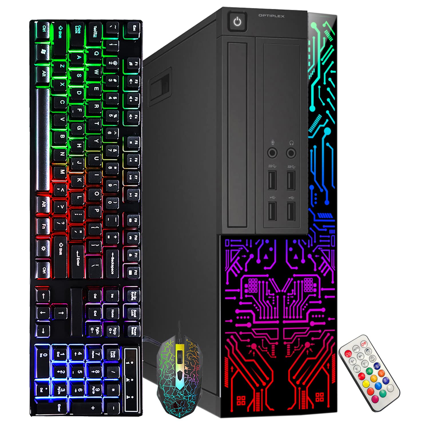 Dell OptiPlex Desktop Computer | Quad Core Intel i5 Up to (3.6GHz) | 16GB DDR3 RAM 1TB SSD | RGB Gaming Keyboard & Mouse | AMD RX 550 4GB GDDR5 | RGB Light PC | WiFi Windows 10 (Renewed)
