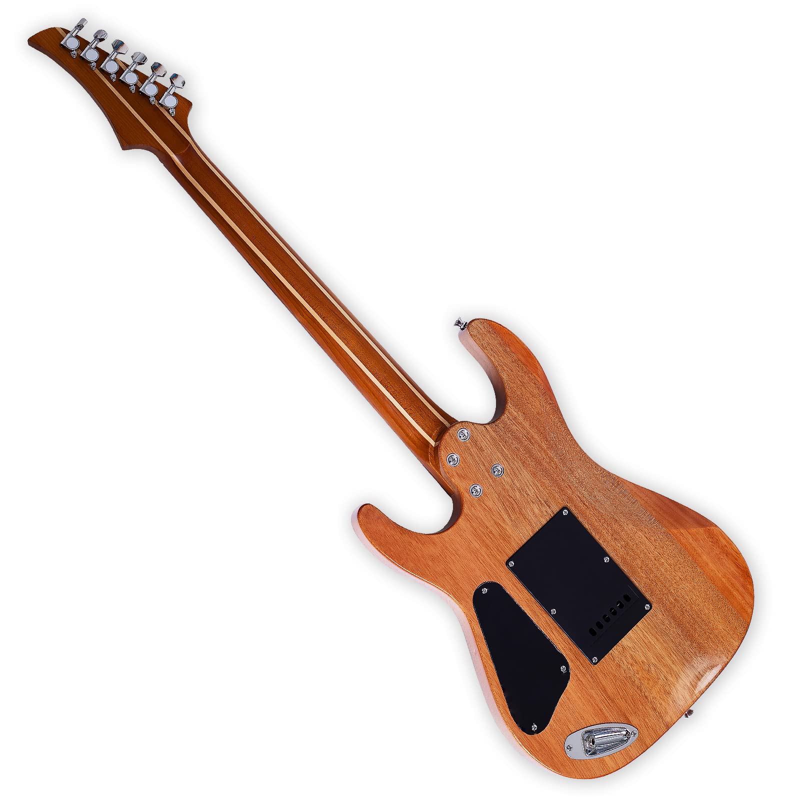 Boya&Ziqi BZK-024 Electric Guitar, Stainless Steel Frets (Hand Polished), Push-Pull Volume Control,5 Piece Roasted Maple/Maple Neck,Mahogany Body Topped with Burl Venner (Summer Ocean, Right)