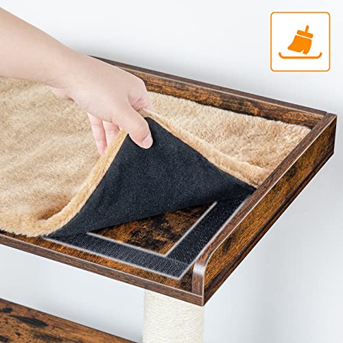 HOOBRO Litter Box Enclosure with Cat Tree Tower, Litter Box Furniture Hidden with Cute Entrance, Private Washroom with Sisal Scratching Posts, Cat Head Door and Large Platform, Rustic Brown BF11MW03