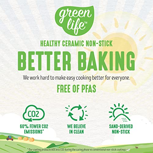 GreenLife Bakeware Healthy Ceramic Nonstick, 12 Cup Muffin and Cupcake Baking Pan, PFAS-Free, Turquoise