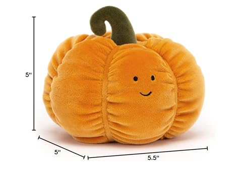 Jellycat Vivacious Vegetable Pumpkin Stuffed Plush, 6" | Fruit Plush Toy | Classic Children's Gift | Halloween Plush