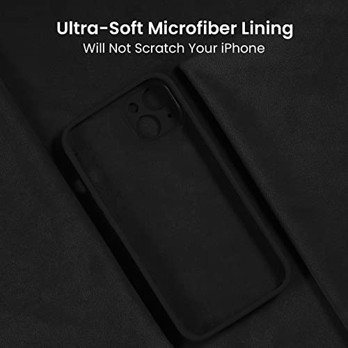 FireNova for iPhone 14 Case, Silicone Upgraded [Camera Protection] Phone Case with [2 Screen Protectors], Soft Anti-Scratch Microfiber Lining Inside, 6.1 inch, Black