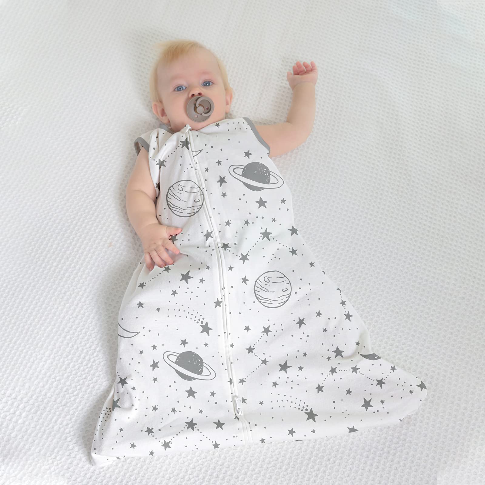 GLLQUEN BABY Sleep Sack 2 Pack 100% Cotton Baby Sleeping Bag 2-Way Zipper Toddler Wearable Blankets Breathable Lightweight, Fits Toddlers Age 6-12 Months (Medium)