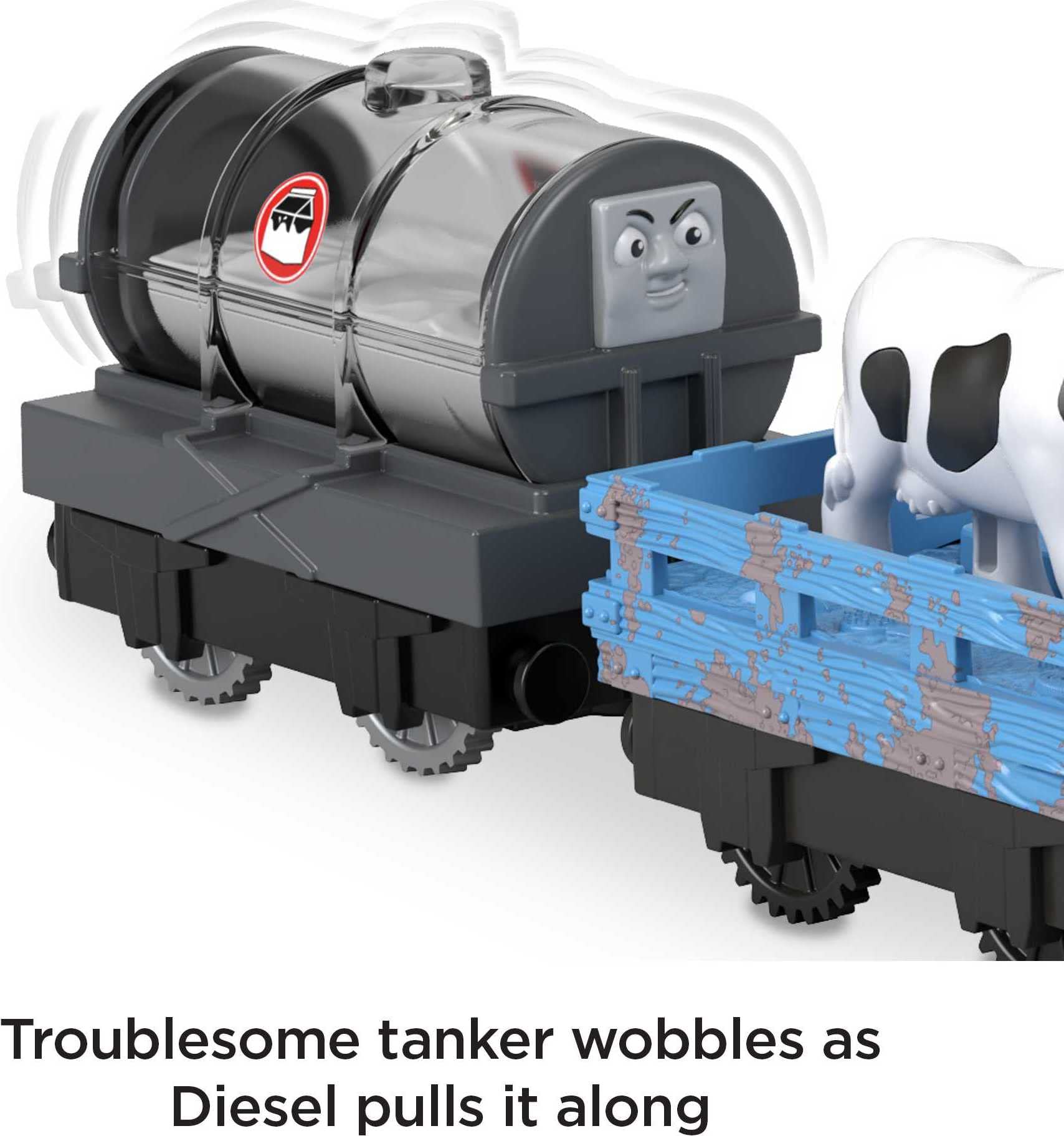 Thomas & Friends Motorized Toy Train Talking Diesel Engine with Sounds Phrases & Cow Cargo for Preschool Pretend Play Kids Ages 3+ Years