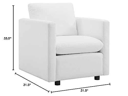 Modway Activate Contemporary Modern Fabric Upholstered Accent Lounge Armchair In White