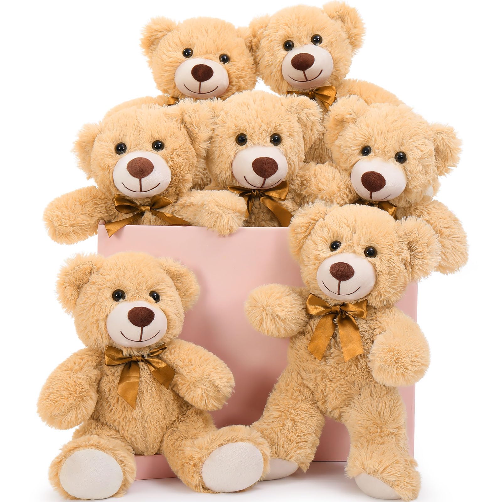 MaoGoLan 3 Pieces Bulk Teddy Bears Stuffed Animals Baby Shower, Soft Small Stuffed Teddy Bears in Bulk, 13.5" Cuddly Mini Teddy Bears Centerpiece,Wedding,Party,Engagement