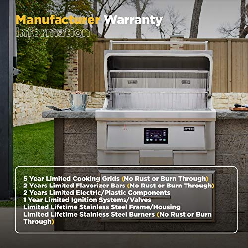 Coyote 28 Inch Built In Pellet Grill, Stainless Steel, Intuitive Digital Touch Control - C1P28
