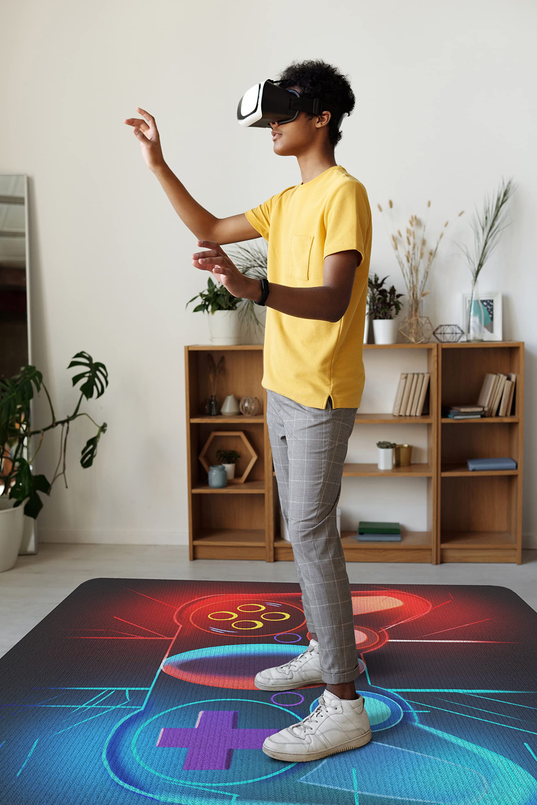 Tveinard Teens Boy Game Rug Gamepad Living Room Carpet Gamer Bedroom Controller Player Home Decor Non-Slip Gaming Carpet 39''*59''