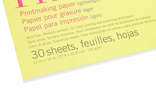 Strathmore 300 Series Printmaking Paper Pad, Glue Bound, 11x14 inches, 30 Sheets (120g) - Artist Paper for Adults and Students - Block Printing, Linocut, Screen Printing