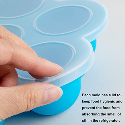 CHuangQi 2pcs Silicone Egg Bites Molds for 5, 6, 8 qt Instant Cooker, Pressure Cooker, Food Storage Container with Lid & Freezer Tray (6.3x5.7x1.4in)