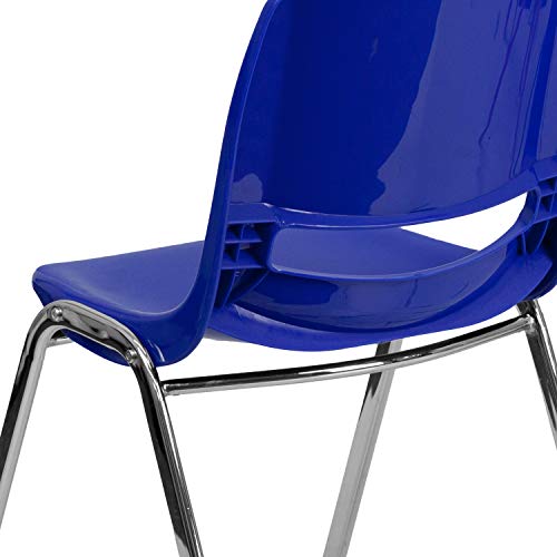 Flash Furniture HERCULES Series 880 lb. Capacity Navy Ergonomic Shell Stack Chair with Chrome Frame and 18'' Seat Height