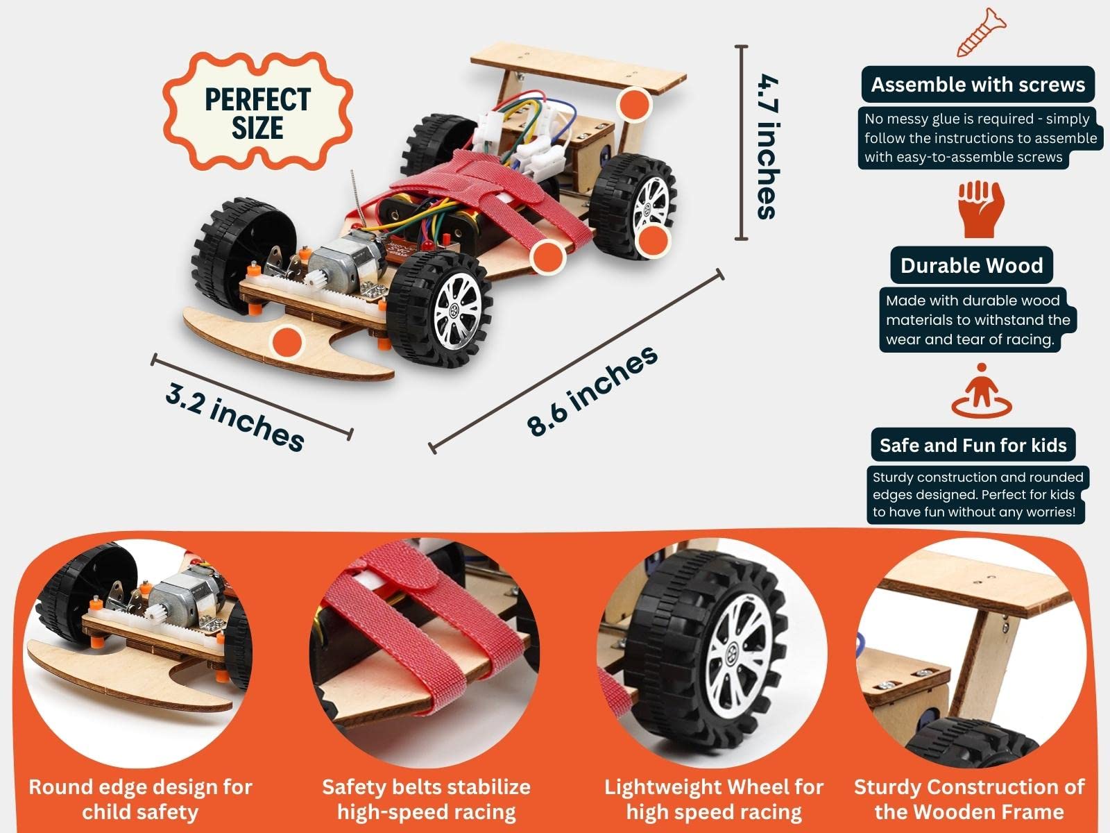 Pica Toys Wireless Remote Control Car Kit F1, Science Project Kit for Kids/Students/Education, STEM Project Model Car Kits to Build, Ideal Choice for Family and School