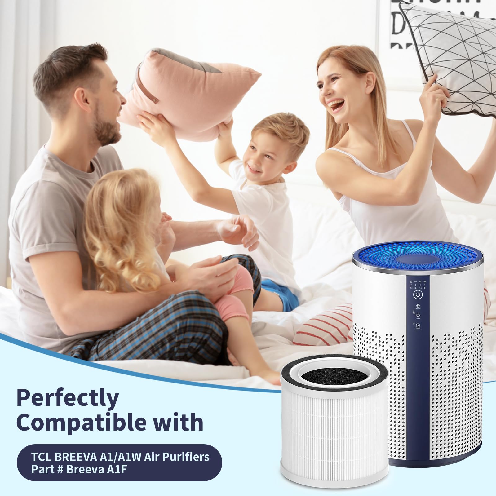 Breabetter BREEVA A1 True HEPA Replacement Filter Compatible with TCL Purifier BREEVA A1/A1W, Part # Breeva A1F(2-Pack)
