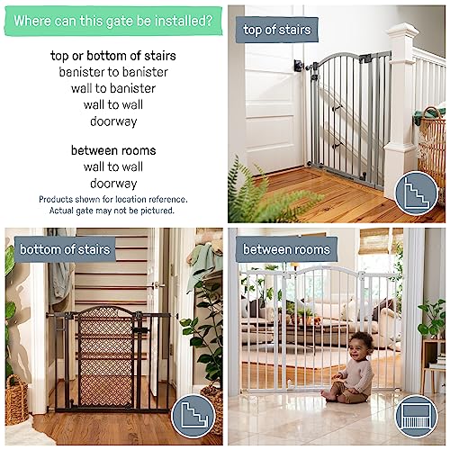 Summer Multi-Use Decorative Extra Tall Safety Pet and Baby Gate, 28.5"-48" Wide, 36" Tall, Pressure or Hardware Mounted, Install on Wall or Banister in Doorway or Stairway, Auto Close Door - Bronze