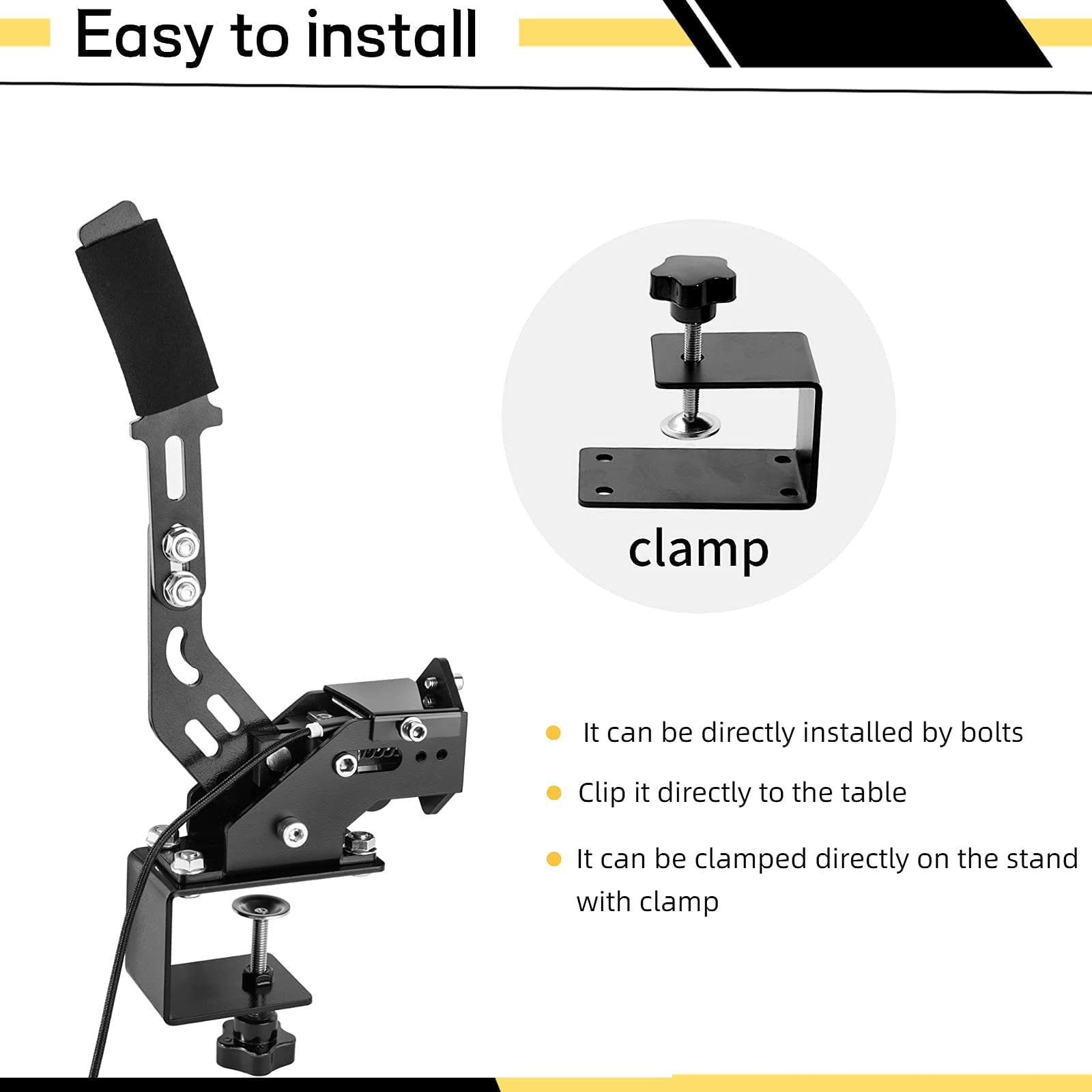 Marada Hand brake 14Bit USB Hall Sensor with Clamp,Only Supported PC Windows Systems(Black)
