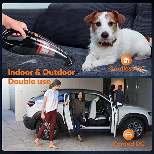 ENGINDOT Car Vacuum Cleaner, 8Kpa High Power Handheld Vacuum, 30 Mins Runtime 12V Cordless Car Vacuum, 2-Way Powered, Accessories Kit for Car Interior and Home Cleaning