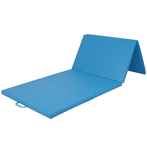 Best Choice Products 10ftx4ftx2in Folding Gym Mat 4-Panel Exercise Gymnastics Aerobics Workout Fitness Floor Mats w/Carrying Handles – Blue
