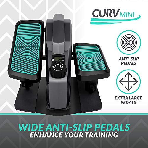Bluefin Fitness Curv Mini | Seated Under Desk Elliptical Trainer | Pedal Exerciser Machine | Adjustable Resistance | Quiet Flywheel Motor | LCD Screen | Bluetooth