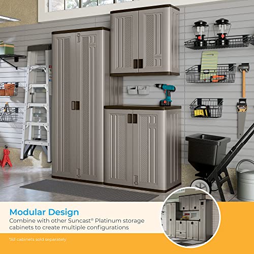 Suncast BMC3000 Cabinet-Resin Construction for Wall Mounted Garage Storage, 30.25" Organizer, Silver/Platinum