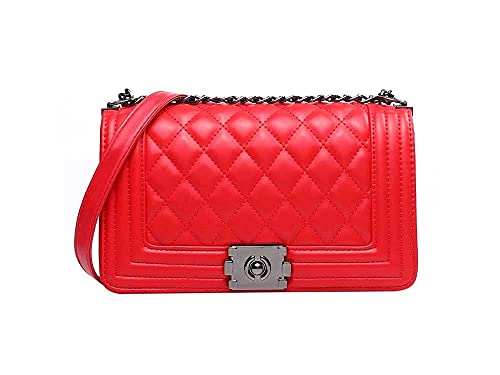 MariaKinz Leather Shoulder/Crossbody Bags and Purse with Convertible Strap (Red Mosaic)