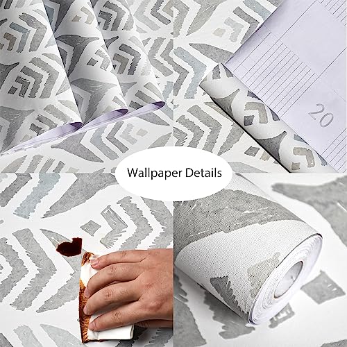 Grey Leaf Wallpaper Peel and Stick Wallpaper for Bedroom Bathroom Boho Contact Paper for Cabinets Bathroom Removable Wallpaper Self Adhesive Modern Waterproof Vinyl Wallpaper Kitchen 17.3‘’×78.7‘’