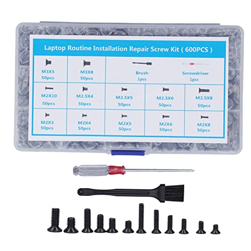 Computer Screw, 600Pcs Standard Design Fine Thread Various Sizes Electronic Repair Screws FlatĀ Head for Laptop