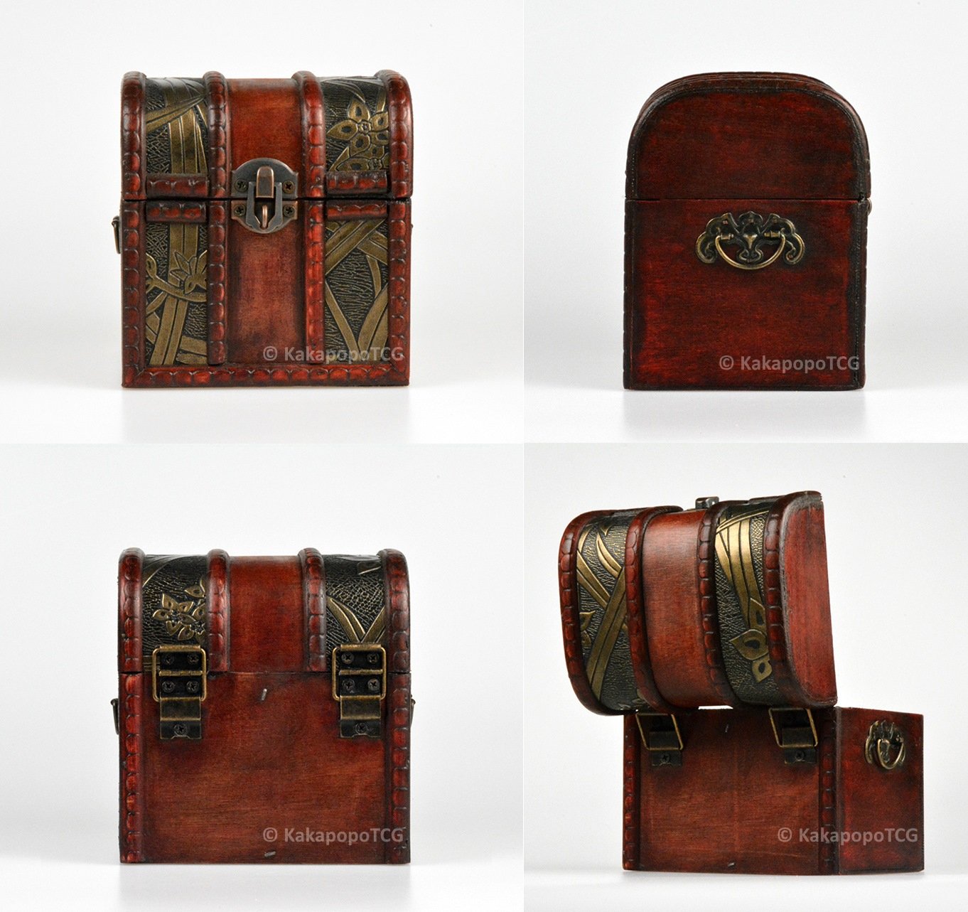 KakapopoTCG Elven Chest (Chainmail) Lockable Wood Deck and Counter Box Trading Cards MTG Magic FaB TCG YGO PTCG EDH Commander Box Dice Box DnD Spell Card Box
