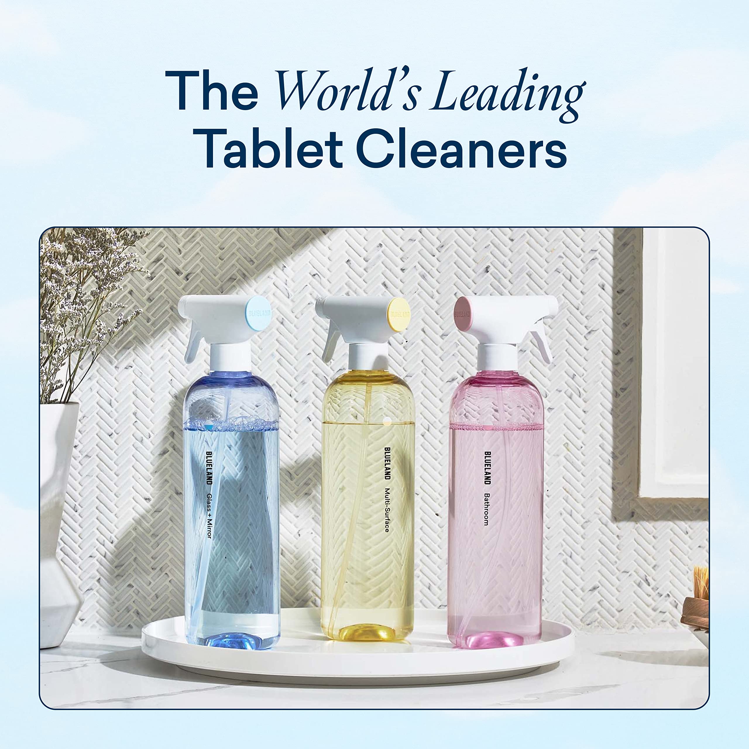 BLUELAND Multi-surface All Purpose Cleaner Refill Tablet 4 Pack | Eco Friendly Product & Cleaning Supplies - Fresh Lemon Scent | Makes 5 x 24 Fl oz bottles (120 Fl oz total)