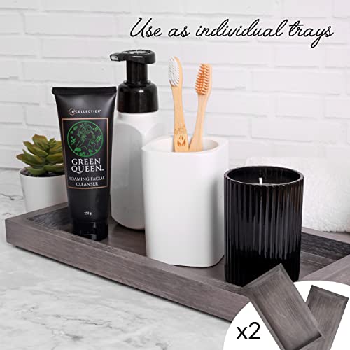 Hidden Haven - Upgraded - 2 Tier Wooden Countertop Organizer Lightly Lacquered to Resist Water and Stains - Multi-Use Organizer - Bathroom Organizer, Kitchen Organizer (Smoked Ash)