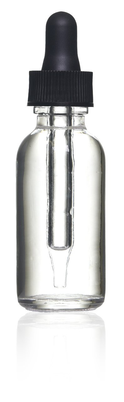 True Essence 1 Oz (30 Ml) Clear Boston Round Glass Bottle w/Glass Dropper - Pack of 72