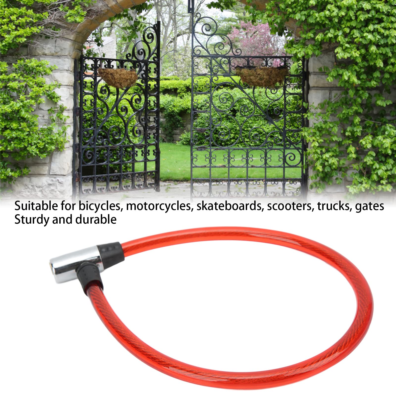 Beaswhca Mountain Bike Lock Cable Rugged Steel Wire Mountain Bike Motorcycle Door Lock Cable(red)