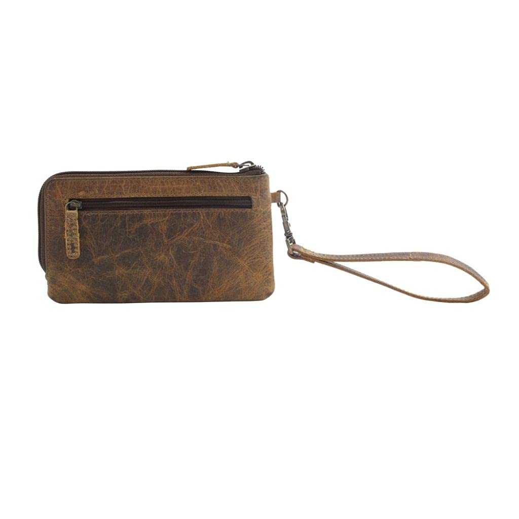 Myra Bag Super Tan Leather And Cowhide Wallet Upcycled Leather S-2696