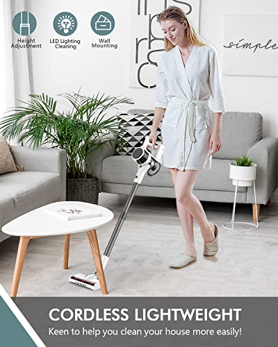 Fykee Cordless Vacuum Cleaner, Cordless Vacuum with Large Dust Cup and 80,000 PRM Brushless Motor, Stick Vacuum Cleaner with Large Detachable Battery up to 35 mins Run Time