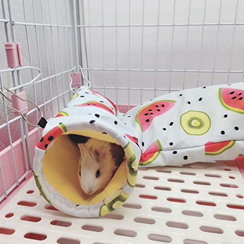 Hamster Tunnel Bed,Funny Hamster Corner Hideaway Tunnel Fruit Pattern Small Pet Tunnel Toy for Ferret Rat Chinchillas Hammock Sleeper Cage Accessories