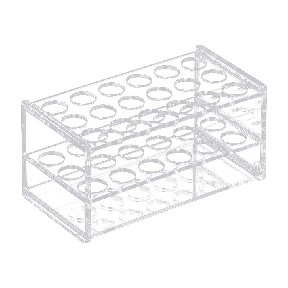 GSHLLO 18 Holes Acrylic Test Tube Holder Clear Test Tube Rack Tube Vial Holder Rack Make up Brushes Drying Rack Test Tube Display Stand for 10ml 15ml Test Tubes
