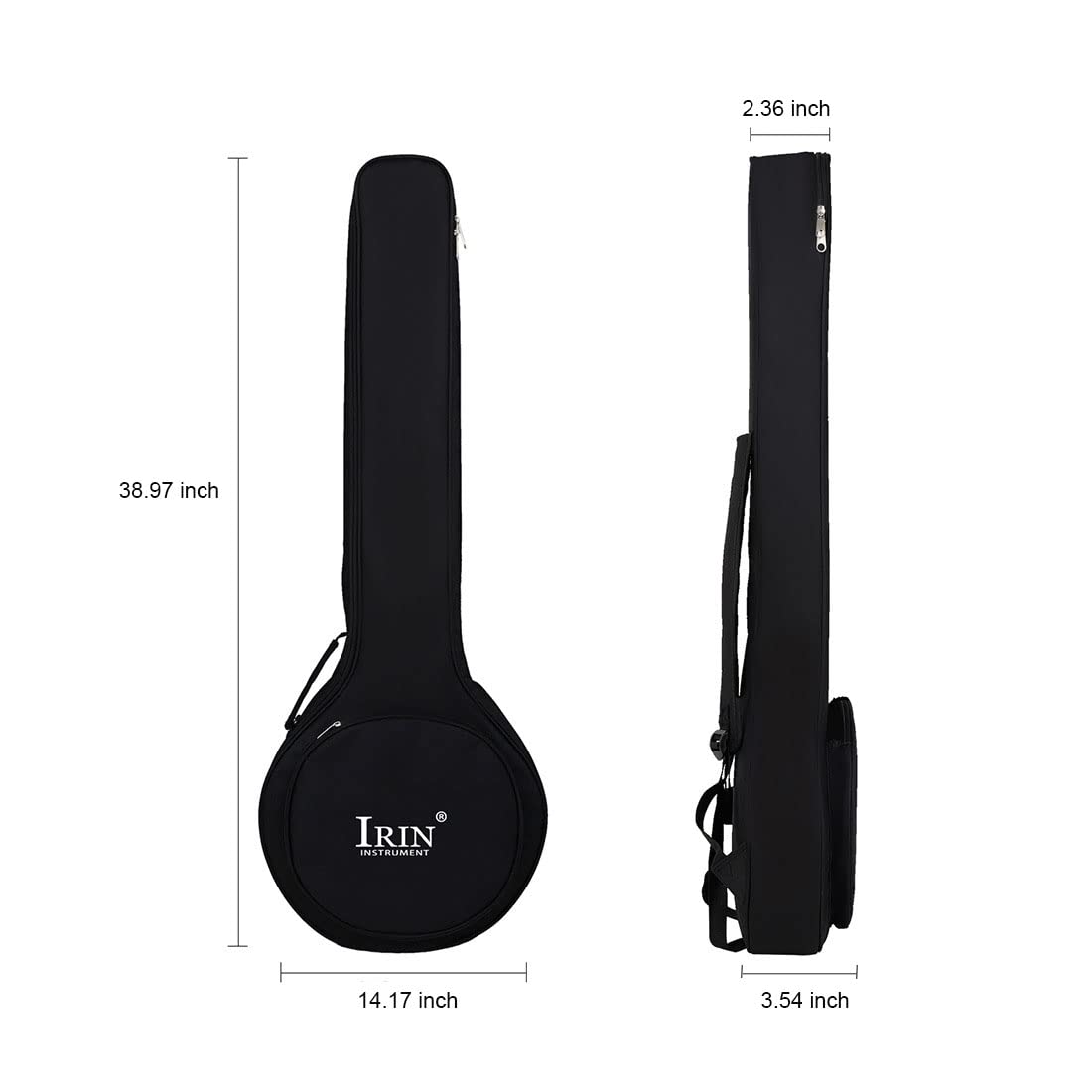 Banjo Gig Bag Banjo Case, Backpack for 5 String Banjo Thicken Padded Shoulder Strap with Carry Hand Frabic Large Size 2 Pockets Black