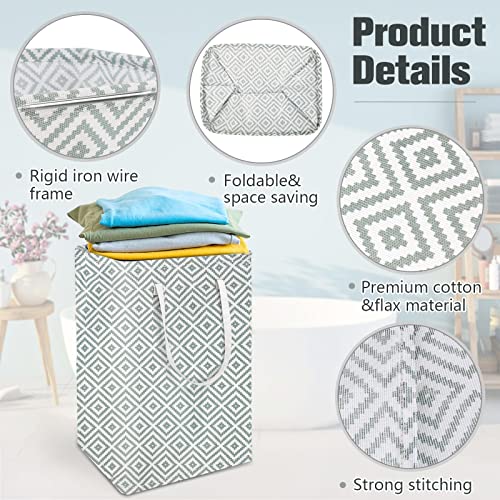 Letensh Laundry Baskets 2 Pack, 75L Foldable Laundry Hampers with Mesh Laundry Bag, Waterproof Dirty Clothes Hamper Organizer Freestanding Tall Laundry Bin with Handles for Laundry Room, Bedroom, Dorm