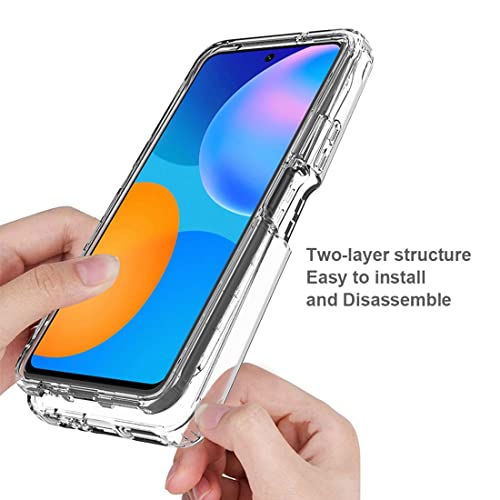 Gufuwo Case for P Smart 2021/Huawei Y7A/Enjoy 20 SE Case with Tempered Glass Screen Protector, Clear 360 Full Body Protection Hard Shell+Soft TPU Shockproof Cover Cases for Huawei P Smart 2021 (Clear)