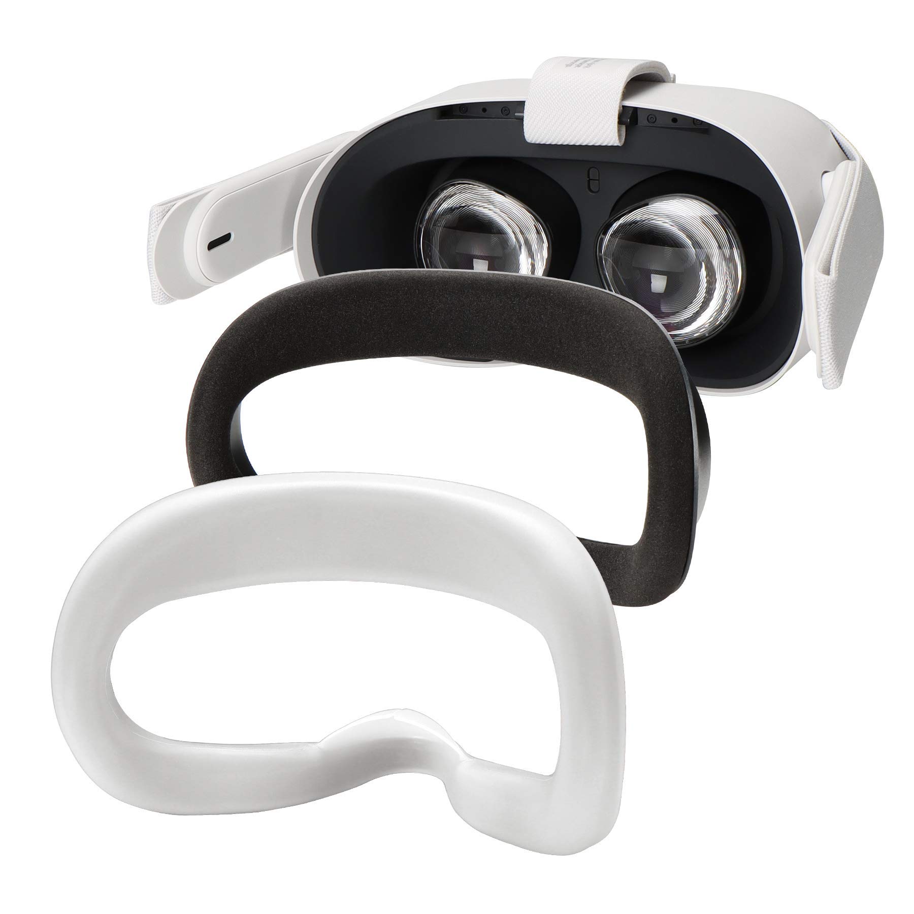 VR Face Silicone Cover Mask Combo with Protective Lens Cover for Quest 2 Headset Face Pad Cushion Accessories Set Sweatproof Lightproof by X-super Home (White, Quest 2)