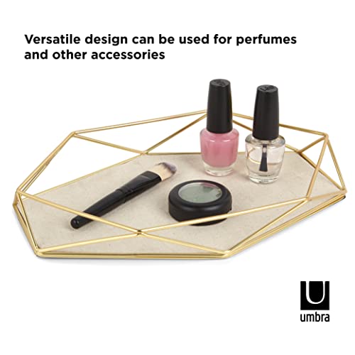 Umbra 299481-221 Prisma Tray, Geometric Plated Jewelry Storage, 11" Length x 7.25" Height x 1.5β Width, Matte Brass