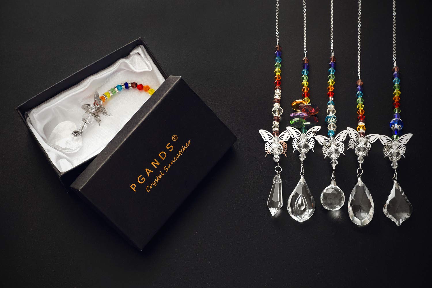 Crystals Ball Prisms Sun Catcher for Window Rainbow Maker with Butterfly Hanging Ornament for Home,Office,Garden Decoration, Pack of 6 Gift for Mother and Friend