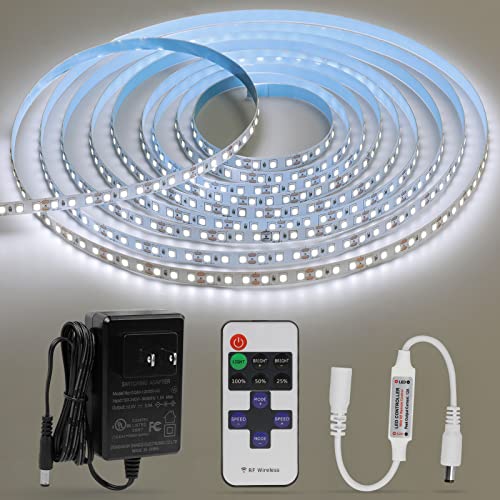 Galgreen LED Strip Lights with Dimmable Remote & Adapter, 16.5ft Smart Led Lights for Bedroom, Bright 600 LEDs 6500K LED Light Strip, Strong Adhesive Cuttable for Kitchen Cabinet, DaylightWhite